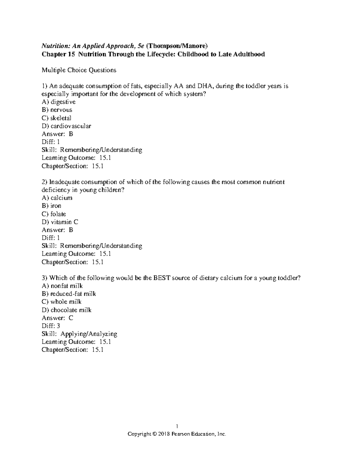 Chapter 15 - Nutrition Across the Lifecycle: MCQs and T/F Review - Studocu