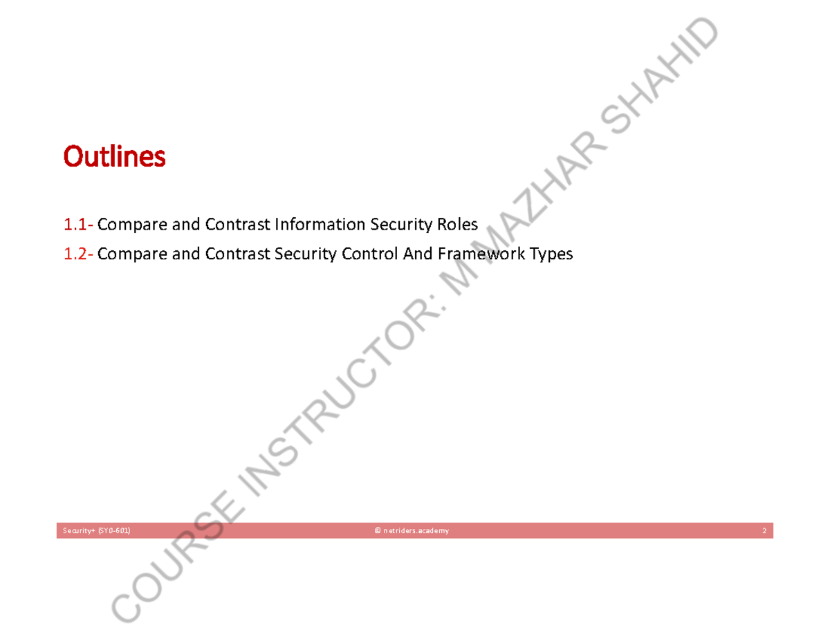 Comparative Analysis of InfoSec Roles & Security Control Types (IS101 ...