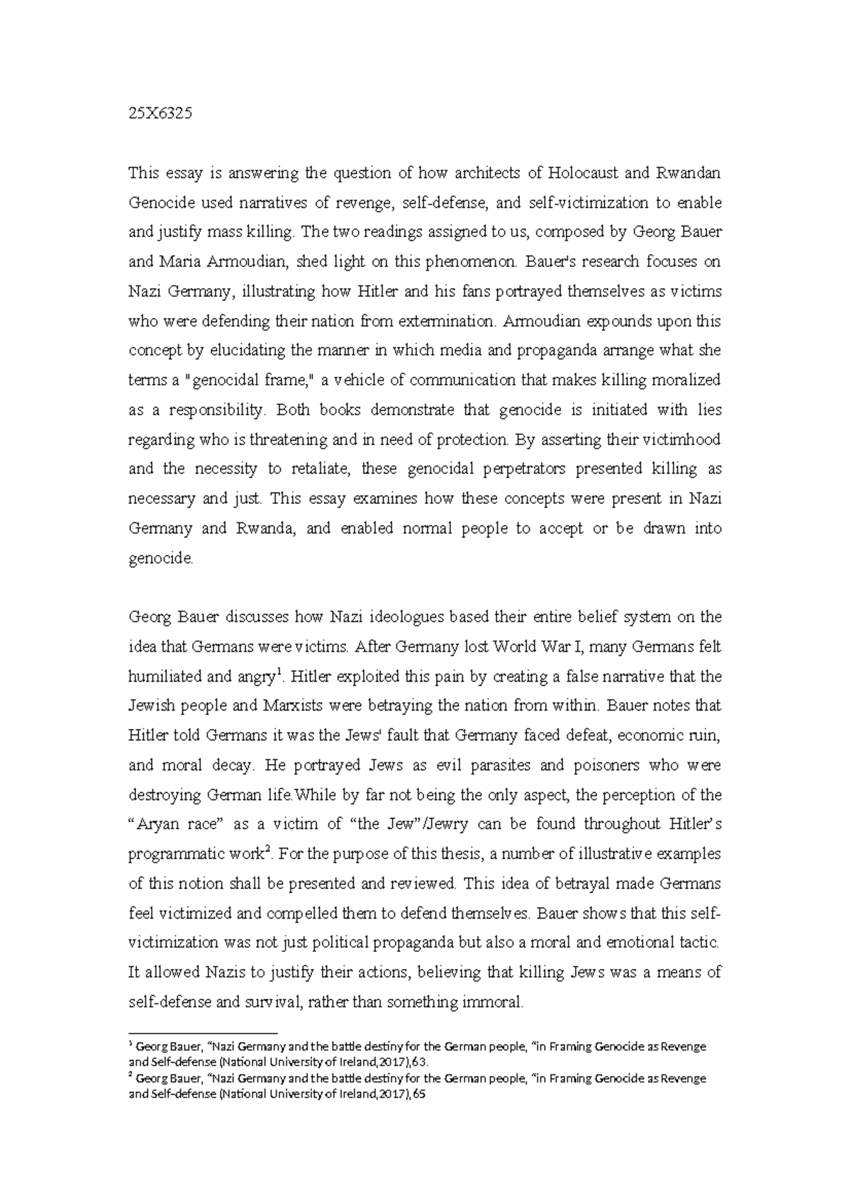 25X6325 Essay: Narratives of Revenge in the Holocaust and Rwandan ...