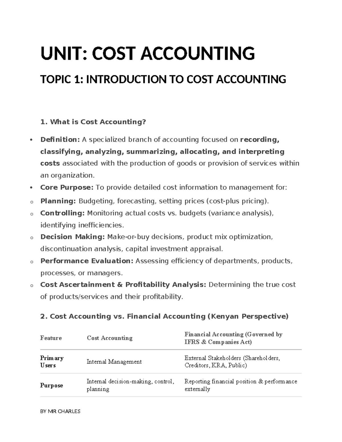 COST 101: Introduction to Cost Accounting - Key Concepts & Practices ...