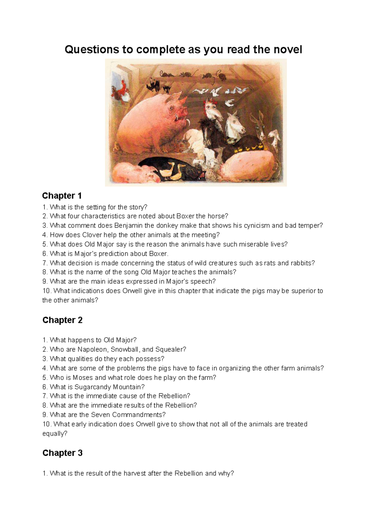 Animal Farm (ENG 101) Chapter Questions and Discussion Prompts - Studocu