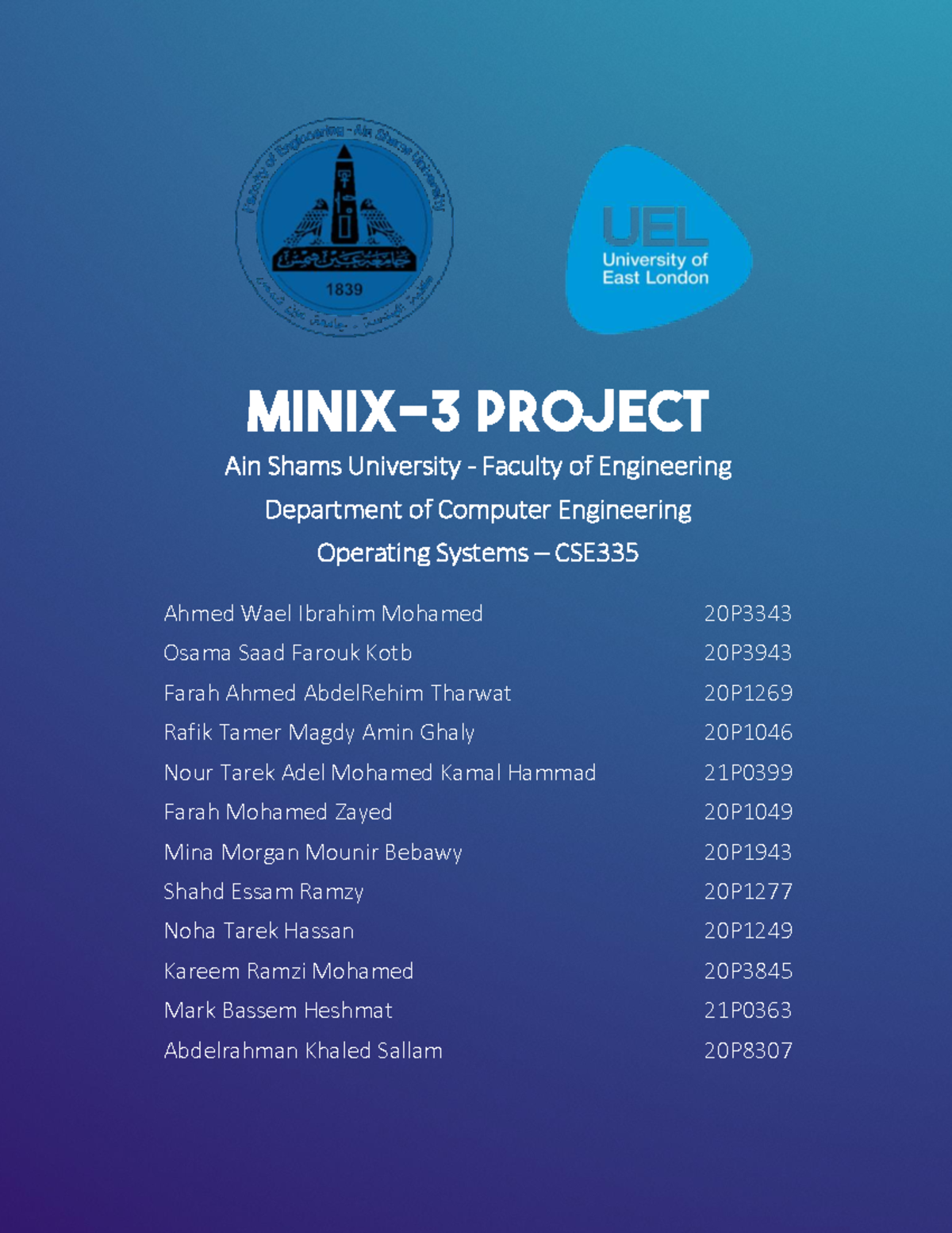 OS Project Report - Ain Shams University - Faculty of Engineering Operating Systems – CSE ...