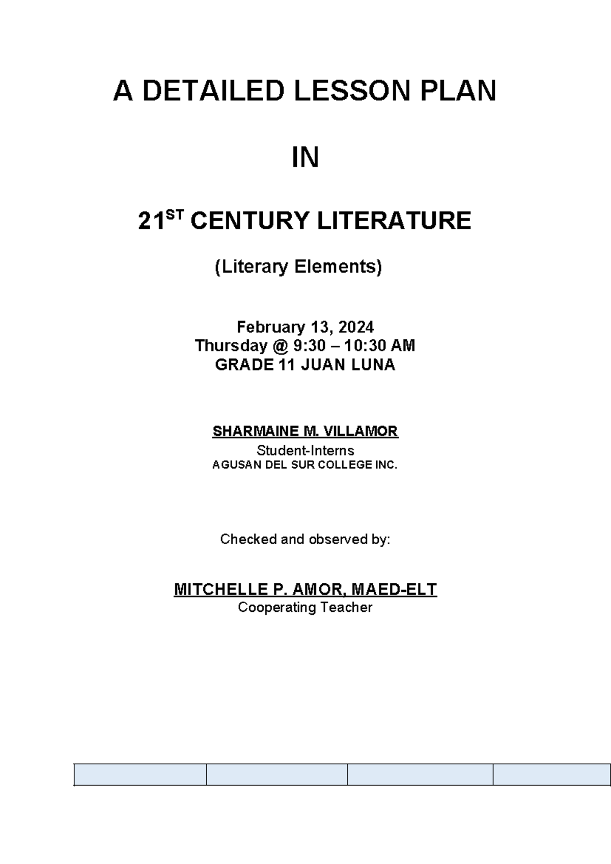 A DETAILED LESSON PLAN ON 21ST CENTURY LITERATURE (Grade 11) - Studocu