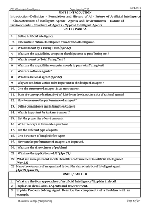 AI Unit 3 - Unit 3 - Unit 3 Knowledge Representation: Knowledge-Based Agents, Logic ...