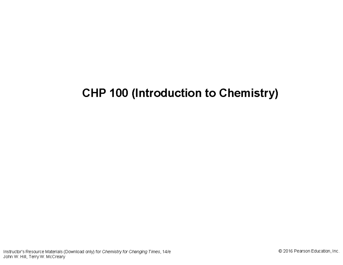 Chemistry 100 - Chapter 1 - Instructor’s Resource Materials (Download ...