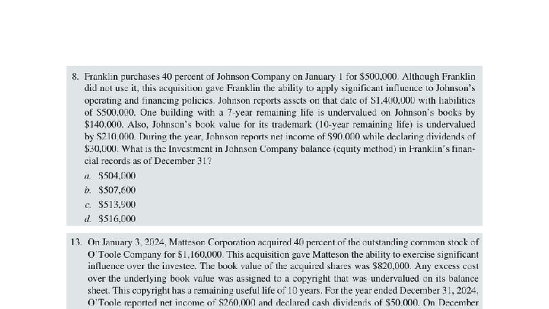 AFA 101: Lecture Notes on Equity Method Investments and Journal Entries ...