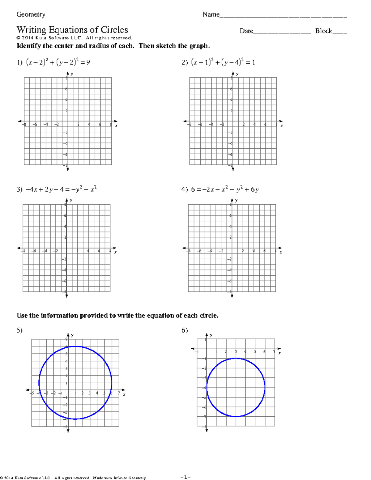 Circle equations kuta 3 with key - ©k J 2 L 0 O 1 s 4 T TKFu 6 tuaq nS ...