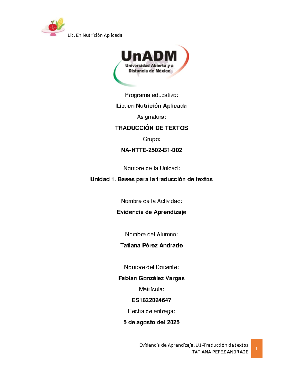 TTE U1 EA - Bases para la Traducción de Textos - Studocu