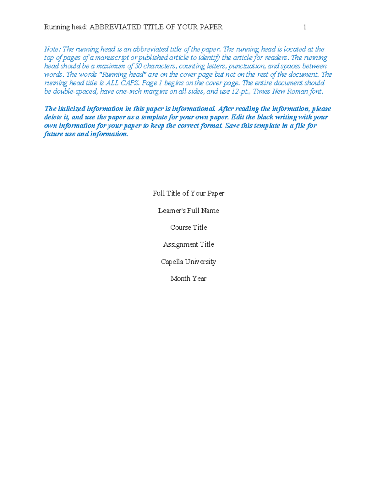 APA Style Paper Template for PSYC4100: Formatting & Structure Guide ...