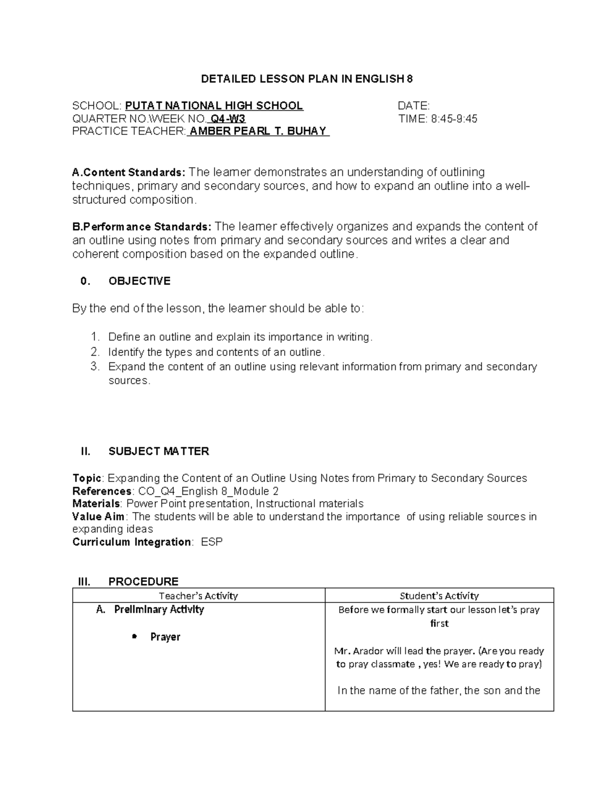 Detailed- Lesson-PLAN Module 2 English - DETAILED LESSON PLAN IN ...