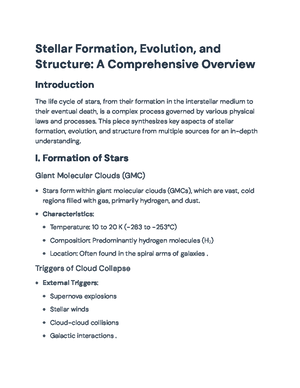 The Formation and Structure of Stars: A Comprehensive Overview - The ...