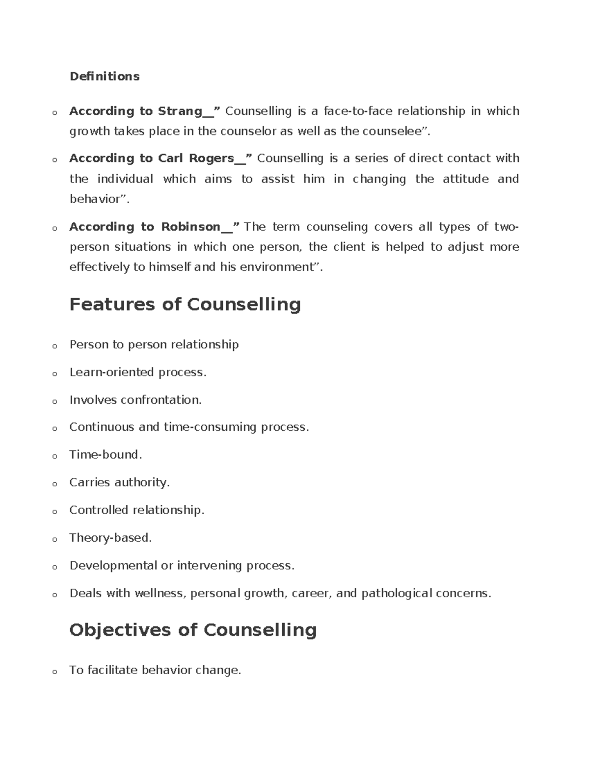Counselling Concepts and Objectives: A Comprehensive Overview - Studocu