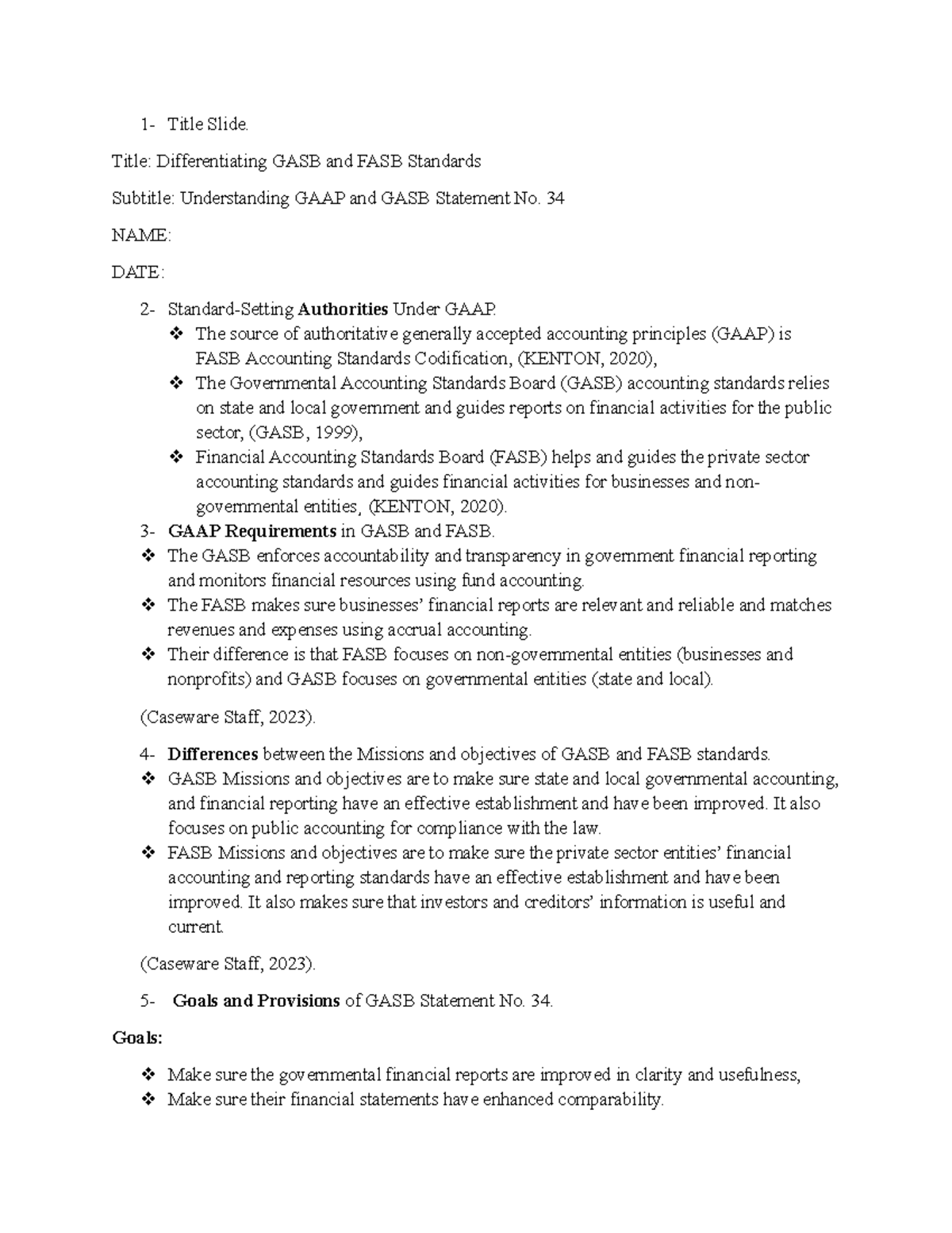 ACC 630: Differentiating GASB and FASB Standards for GAAP Compliance ...