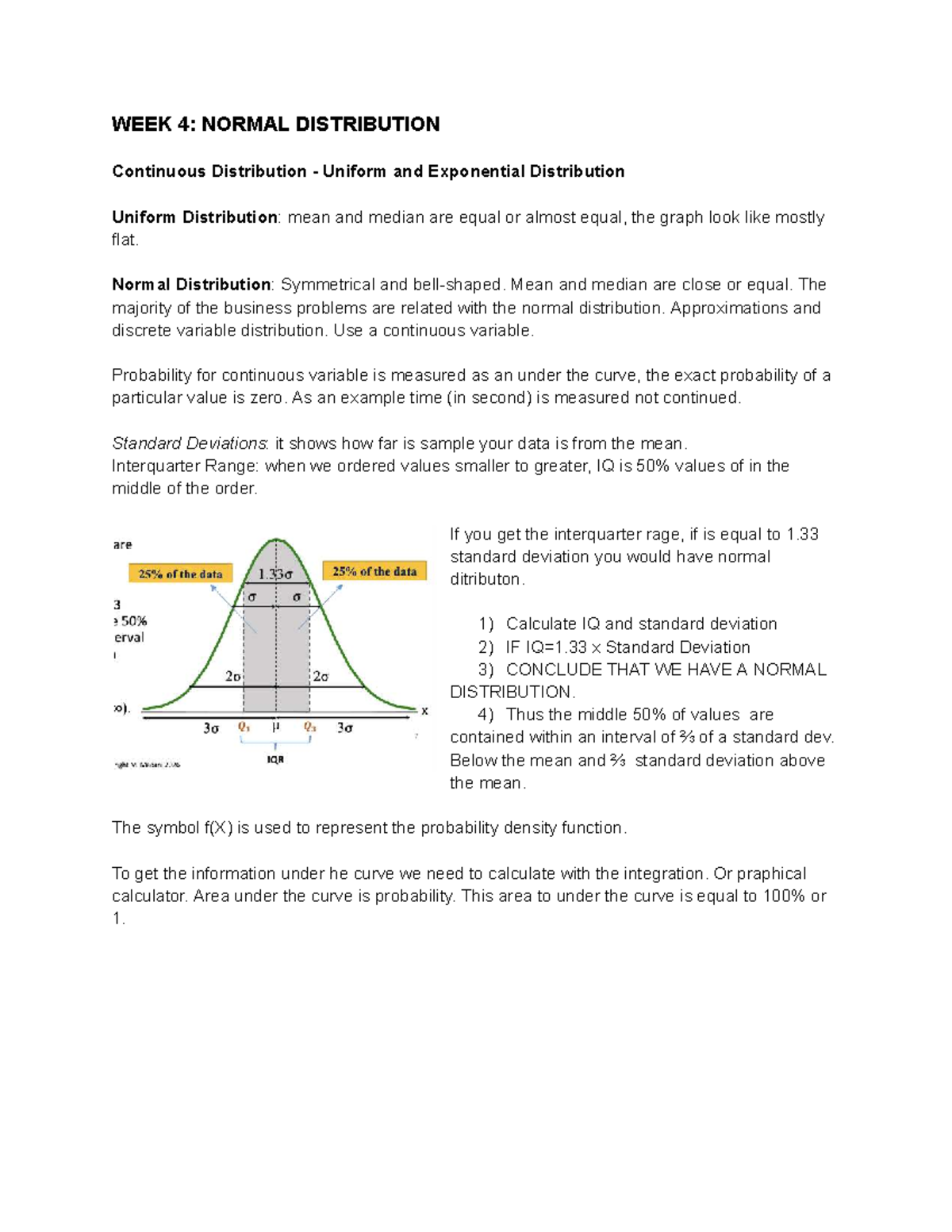 QMS-210 Lecture Notes: Understanding Normal Distribution Concepts - Studocu