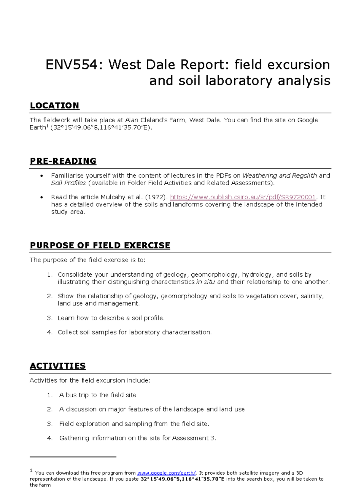 ENV554 2024 West Dale Field Excursion: Report & Activities Guide - Studocu