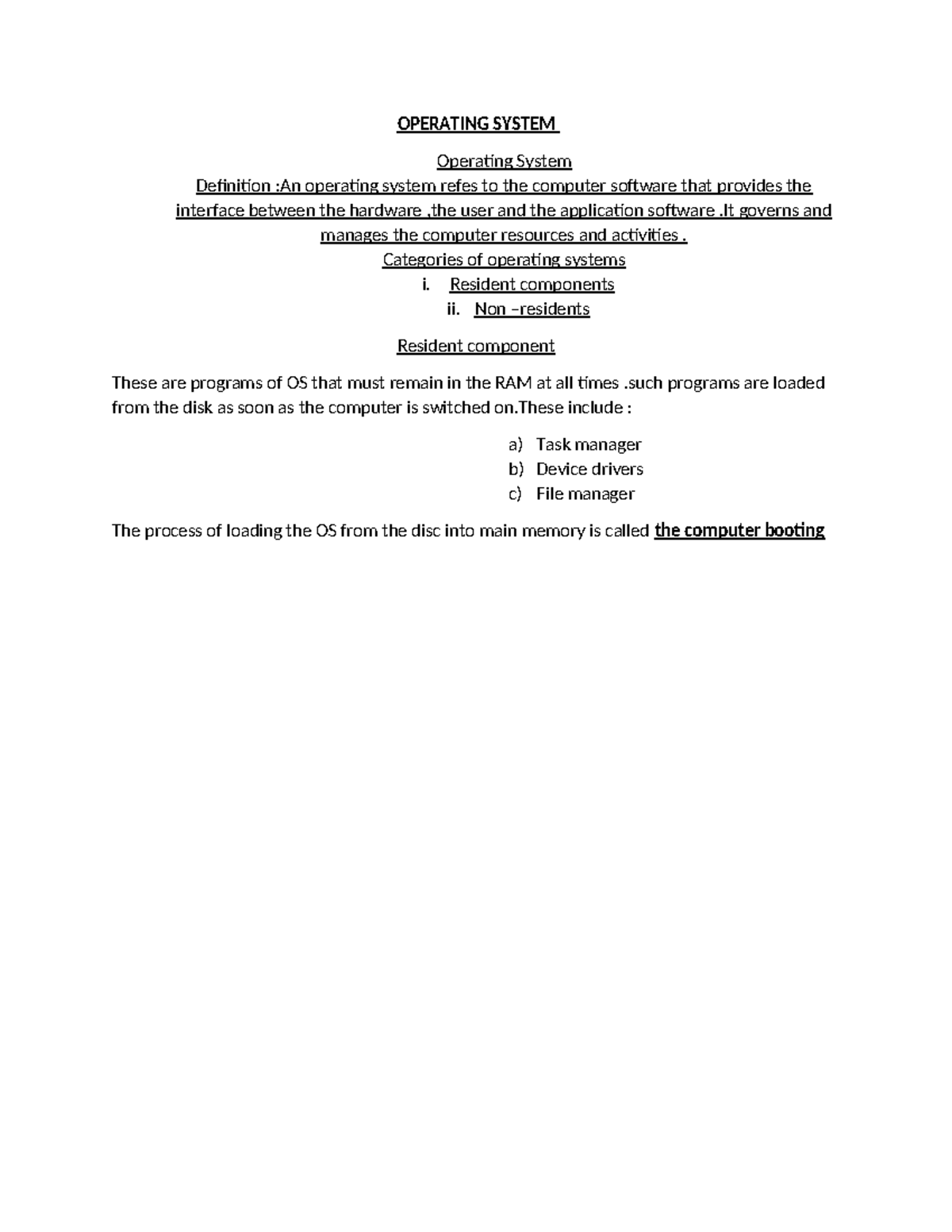 Operating System (OS) Notes: Definition & Categories - Studocu