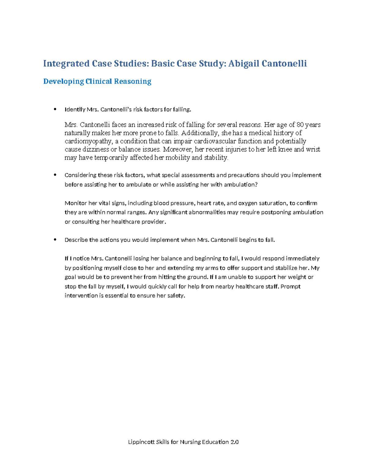 Abigail Cantonelli Case Study - Integrated Case Studies: Basic Case ...