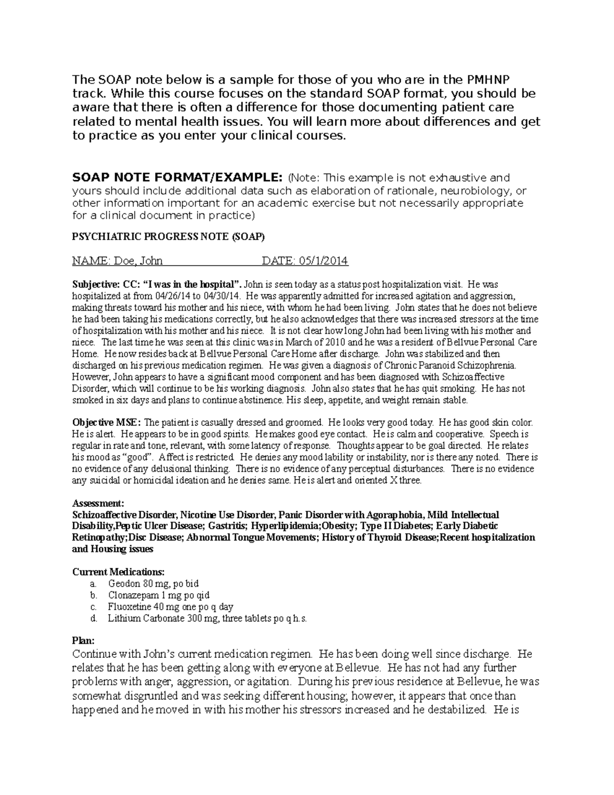 Sample SOAP Note for PMHNP: Mental Health Patient Evaluation - Studocu