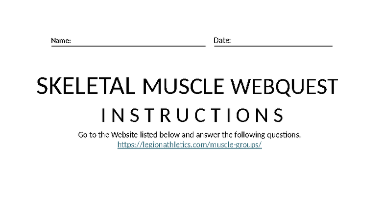 Skeletal Muscle Webquest Instructions and Exercises Guide - Studocu
