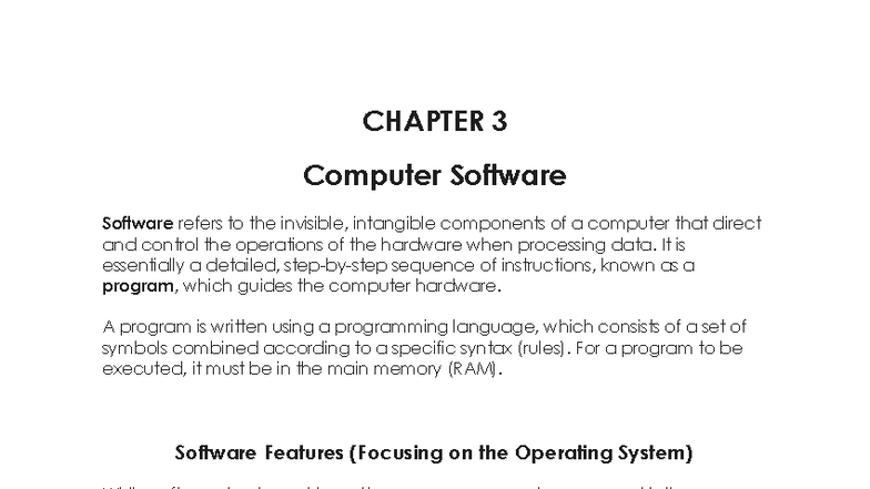CHAPTER 3 - Computer Software Overview and Operating Systems - Studocu