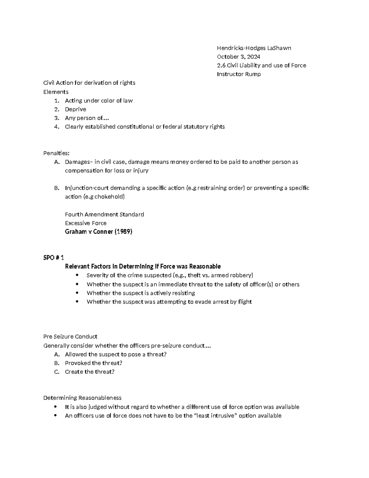 2.6 Civil Liability and Use of Force: Key Concepts and Case Studies ...