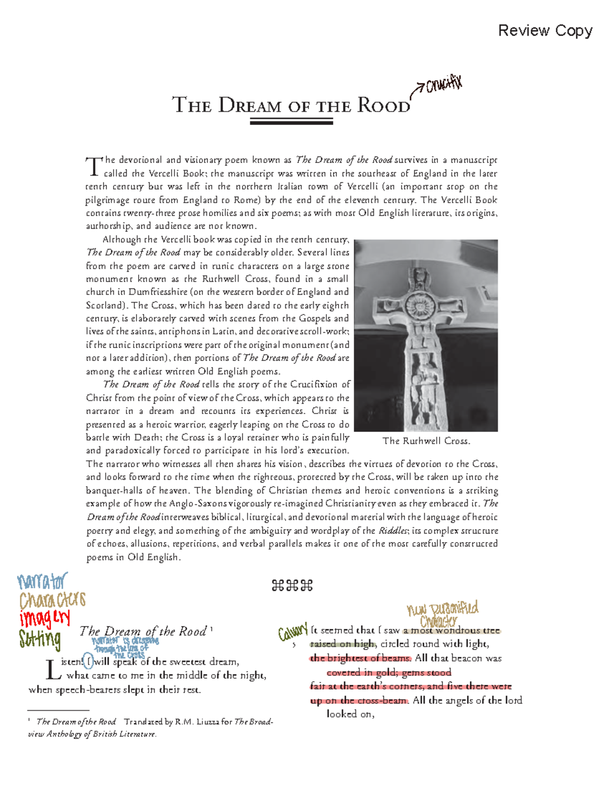 Annotated Analysis of "The Dream of the Rood" (ENG 101) - Studocu