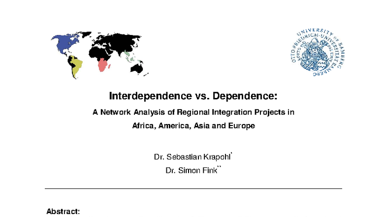 Regional Integration Dynamics: Interdependence vs. Dependence Analysis ...