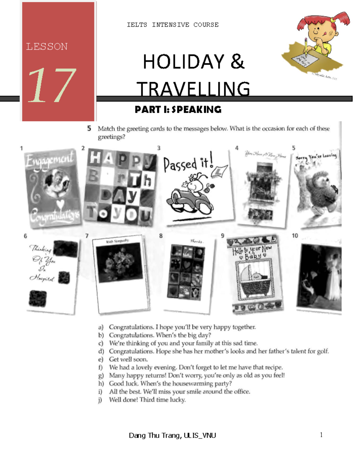 IELTS INTENSIVE COURSE dc LESSON 17: HOLIDAY TRAVELLING PART I - Studocu
