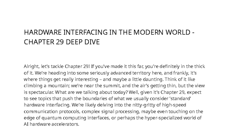 Mastering Modern Hardware Interfaces: Chapter 29 Insights - Studocu