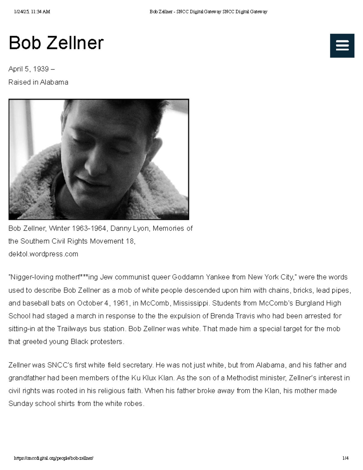 Bob Zellner: A Journey Through the SNCC Digital Gateway - Studocu