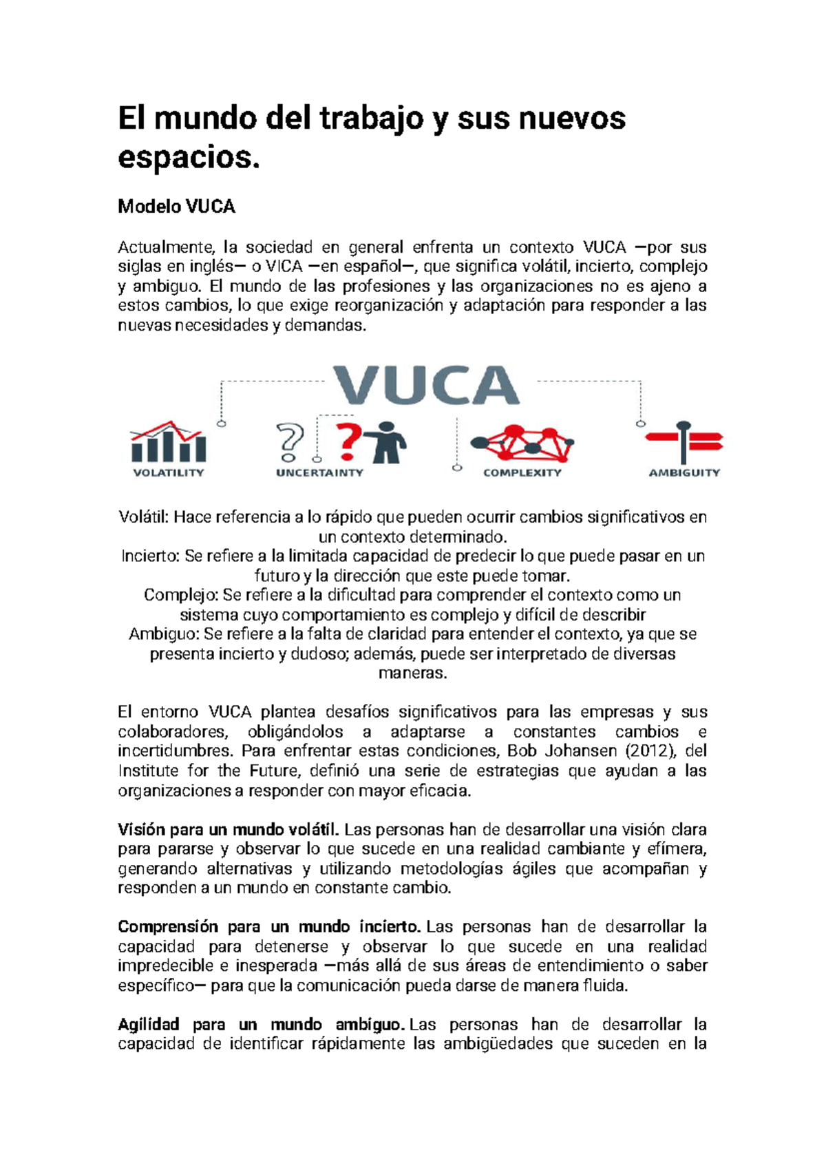 El mundo del trabajo en un contexto VUCA: Adaptación y Oportunidades ...
