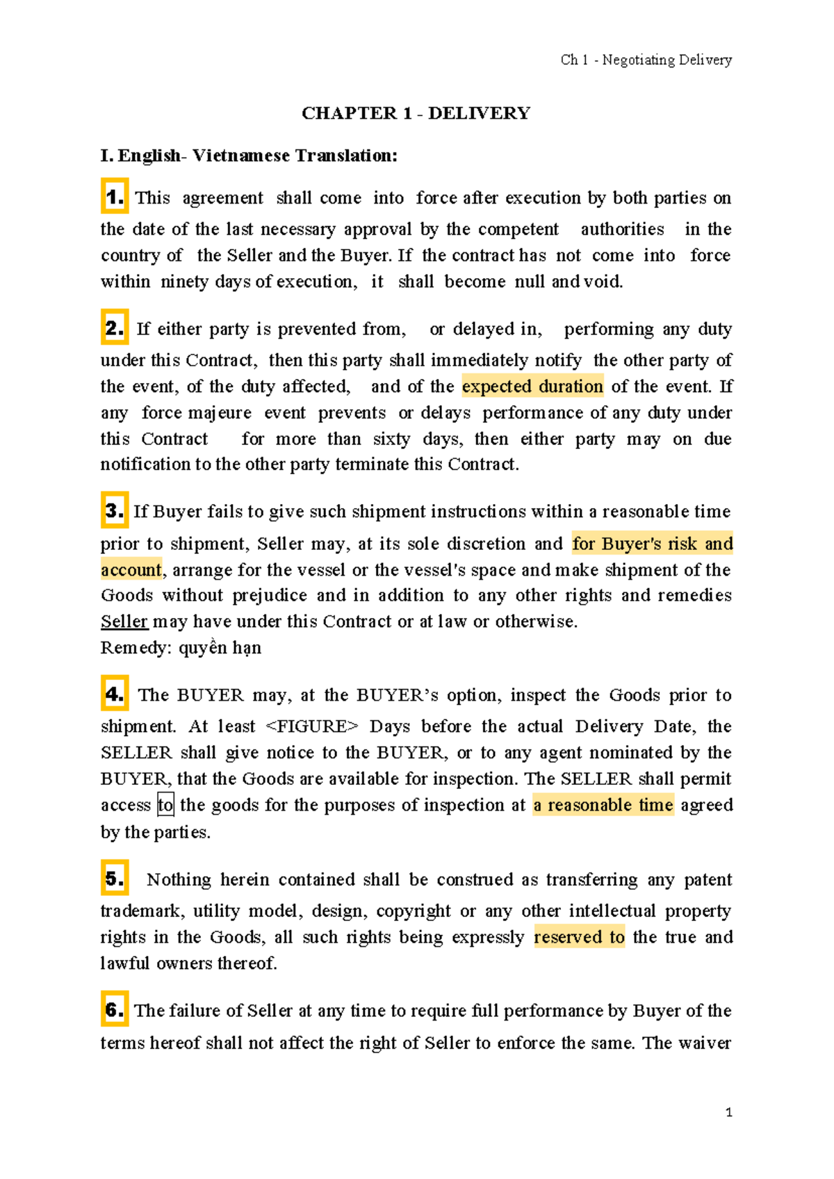 Chap 1. Final Delivery trans for ss - CHAPTER 1 - DELIVERY I. English ...