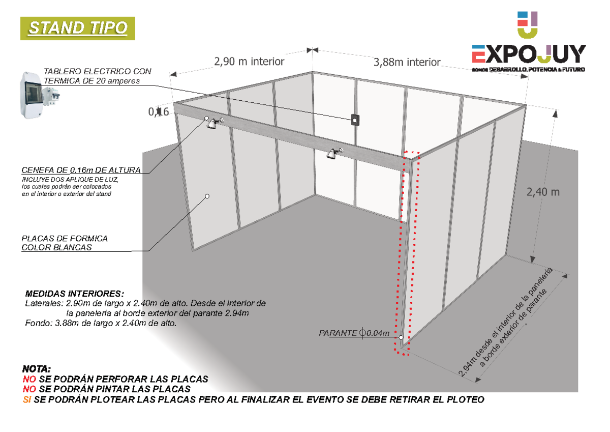 Instructivo Stand TIPO - 2,94m desde el interior de la paneleria a ...