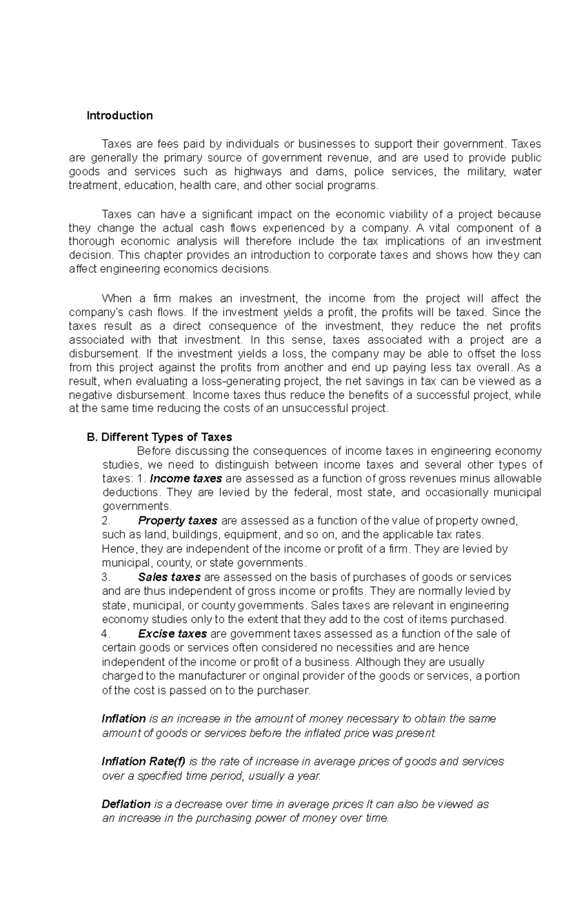 Engineering Economics: Impact of Taxes on Project Viability - Studocu