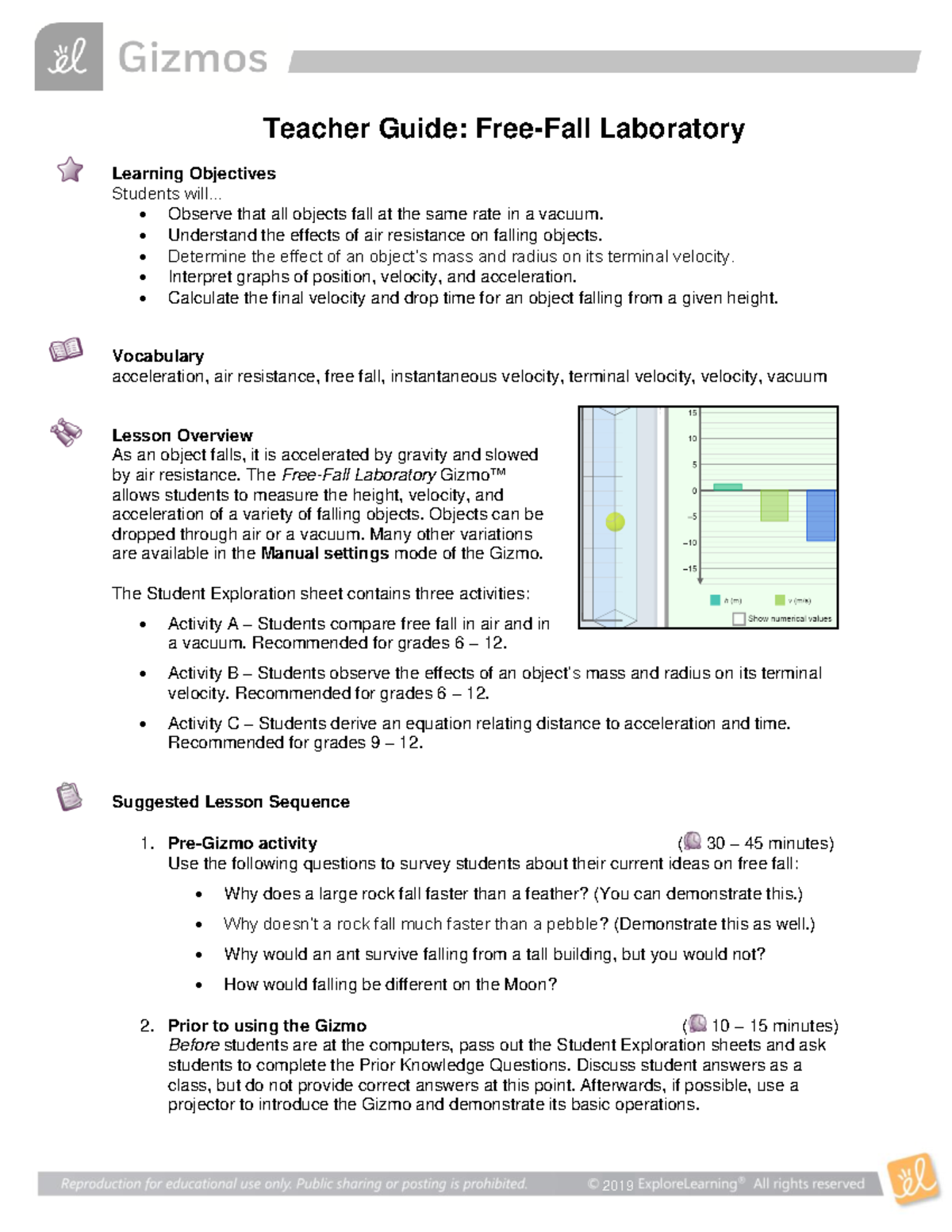 Free Fall TG - free fall - 2019 Teacher Guide: Free-Fall Laboratory ...
