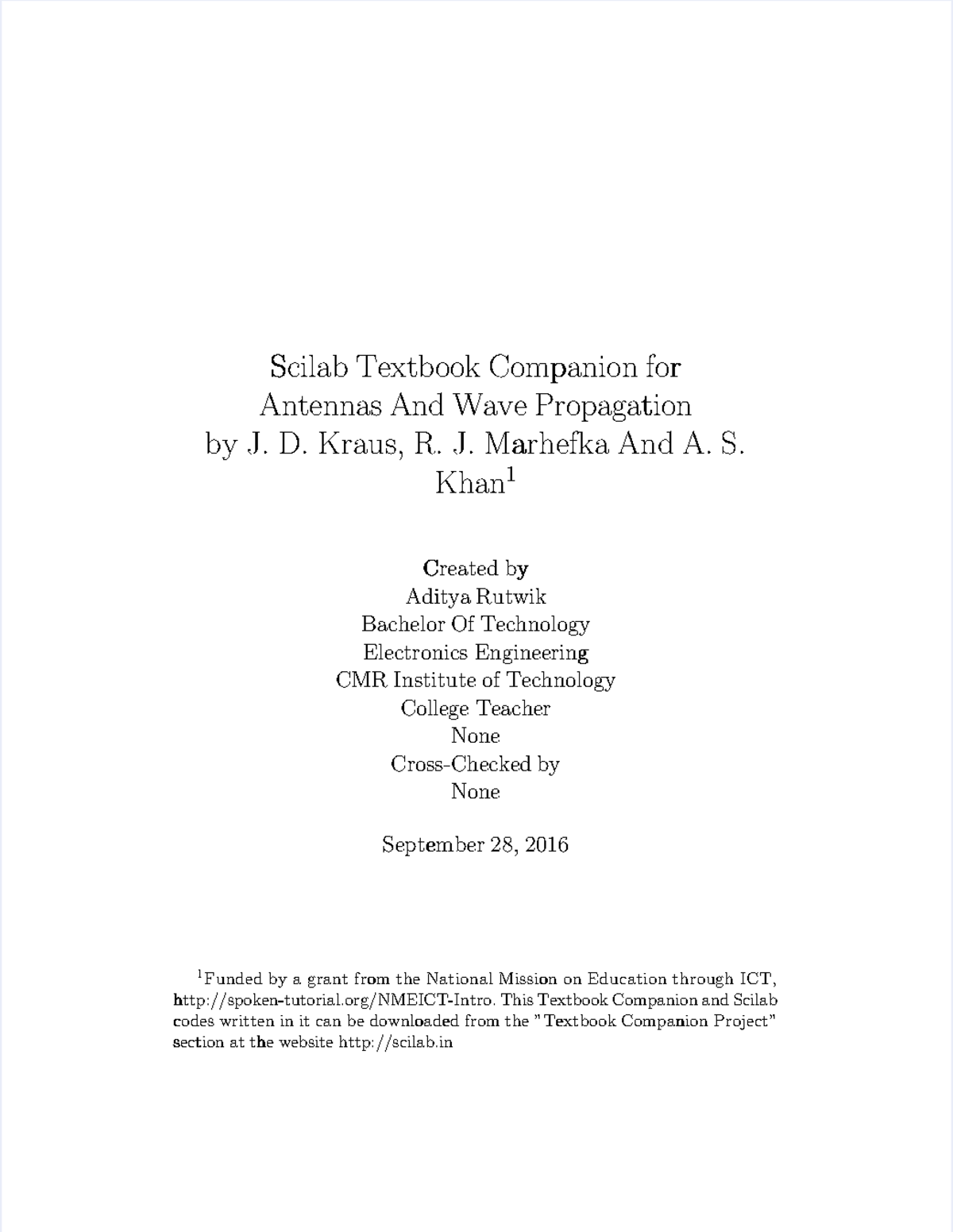 Scilab Companion for Antennas and Wave Propagation (B.Tech) - Studocu