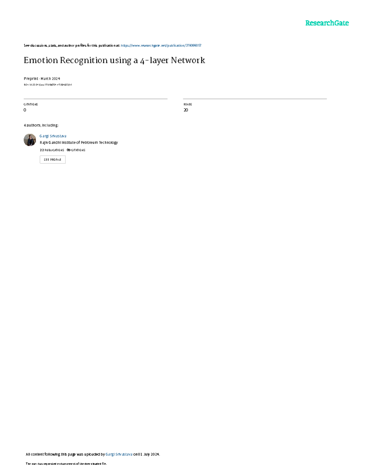 Emotion Recognition Using a 4-Layer Network: Insights and Methodologies ...