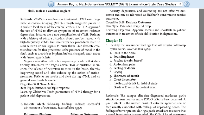 Case Study Answers for (NGN) rTMS and Panic Disorder Management - Studocu