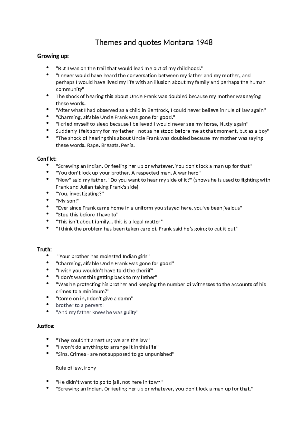 Themes and Quotes Analysis for Montana 1948: Insights and Reflections ...