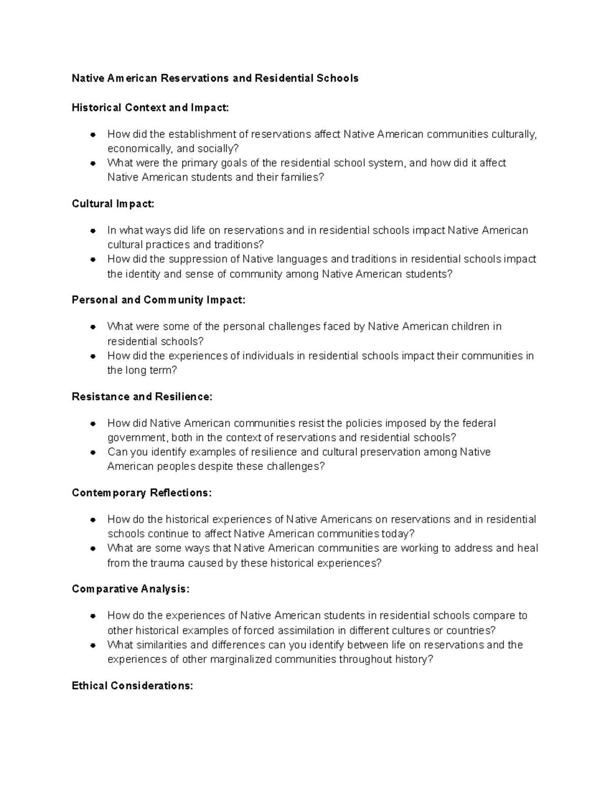 Native American Reservations and Residential Schools: A Historical ...