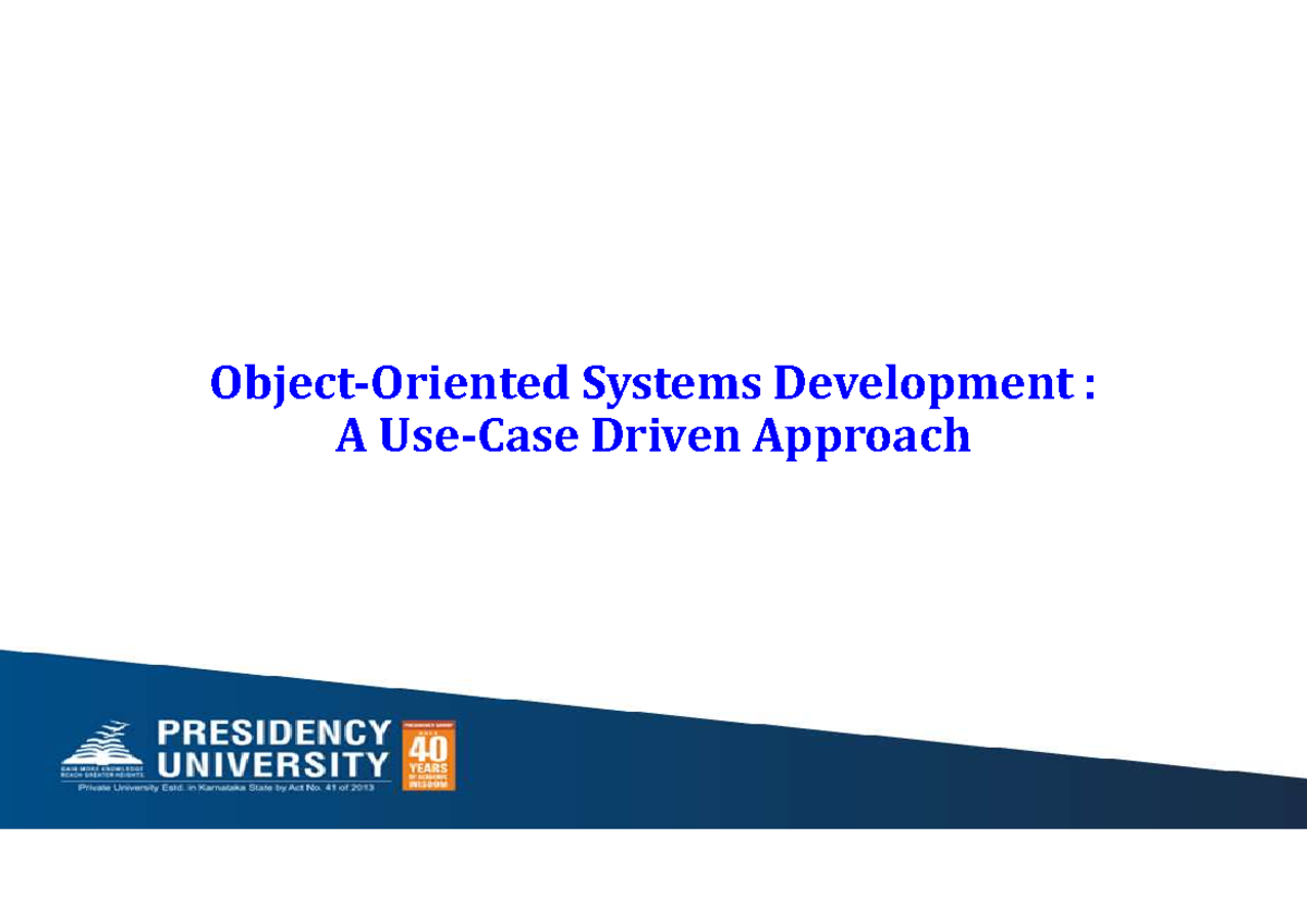 OOAD3: Object-Oriented Systems Development - Use-Case Driven Approach - Studocu