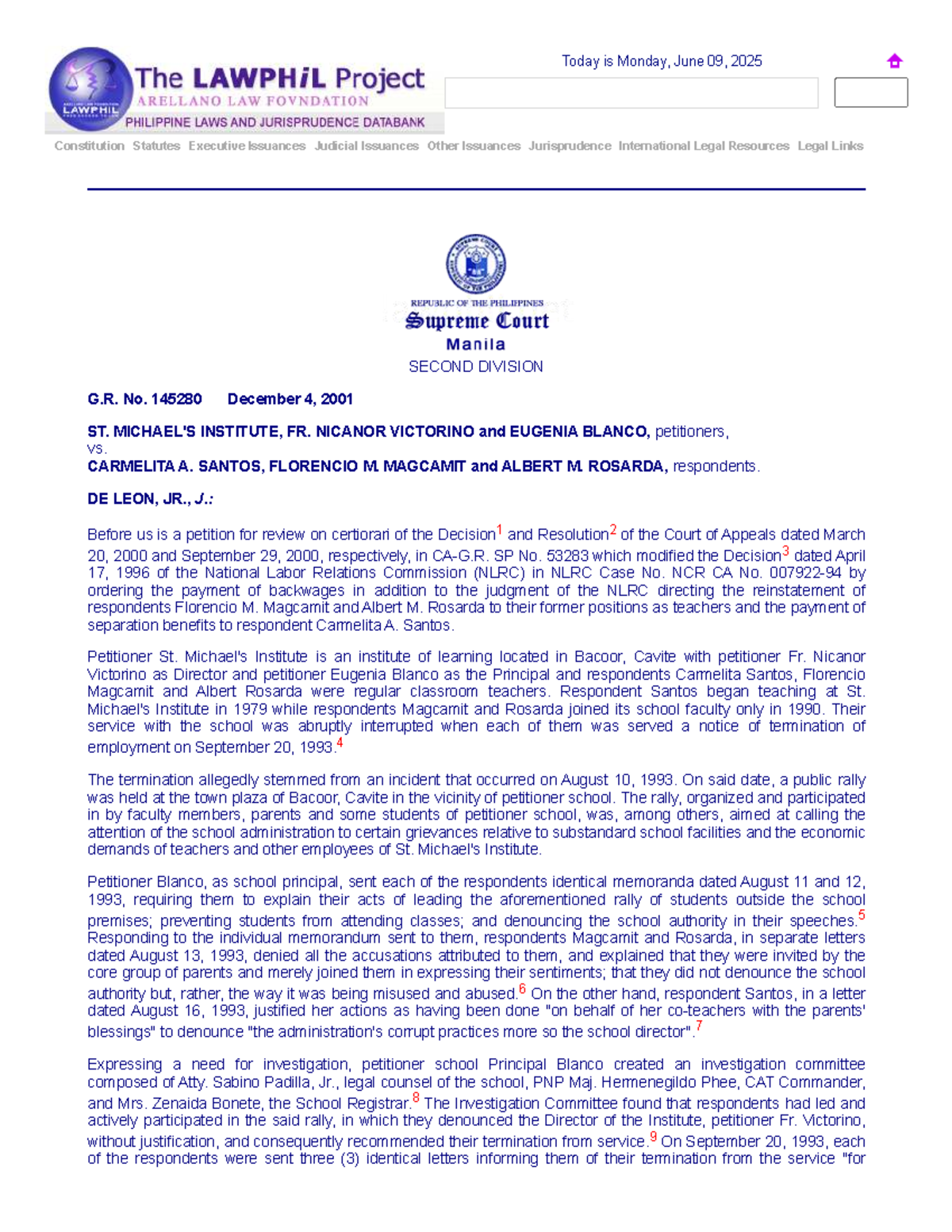 St. Michael's Institute v. Santos: G.R. No. 145280 Case Review (Dec ...