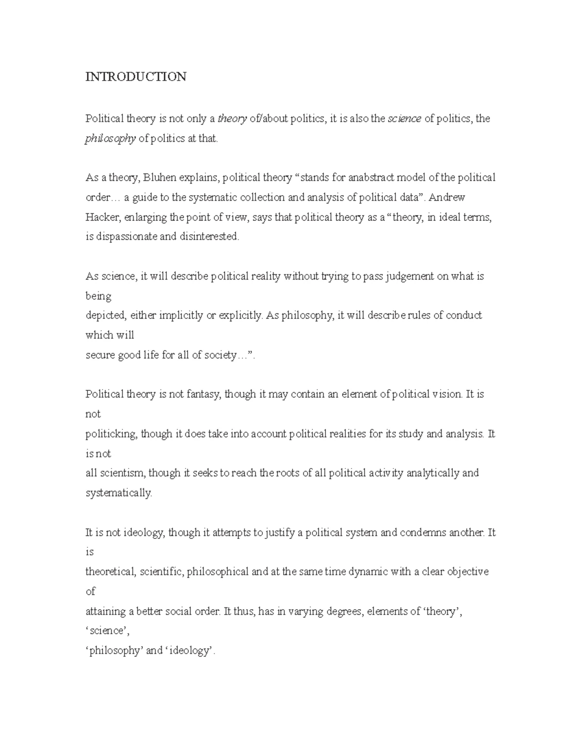 Growth and evolution of political theory - UNIT 1 WHAT IS POLITICAL THEORY AND WHY STUDY IT ...