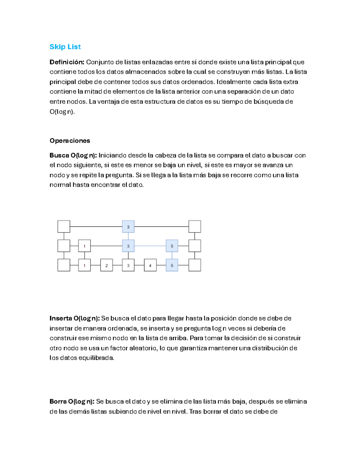 EDA - Skip Lists y Tablas de Hash: Definiciones y Operaciones - Studocu