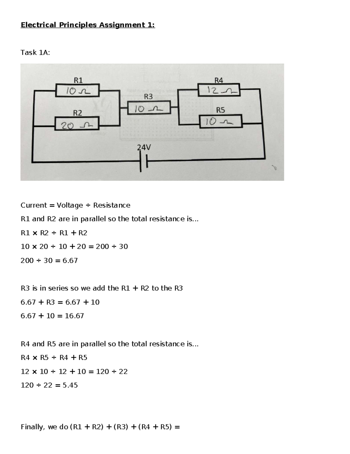 Electrical Principles Assignment 1: Circuit Analysis and Design - Studocu