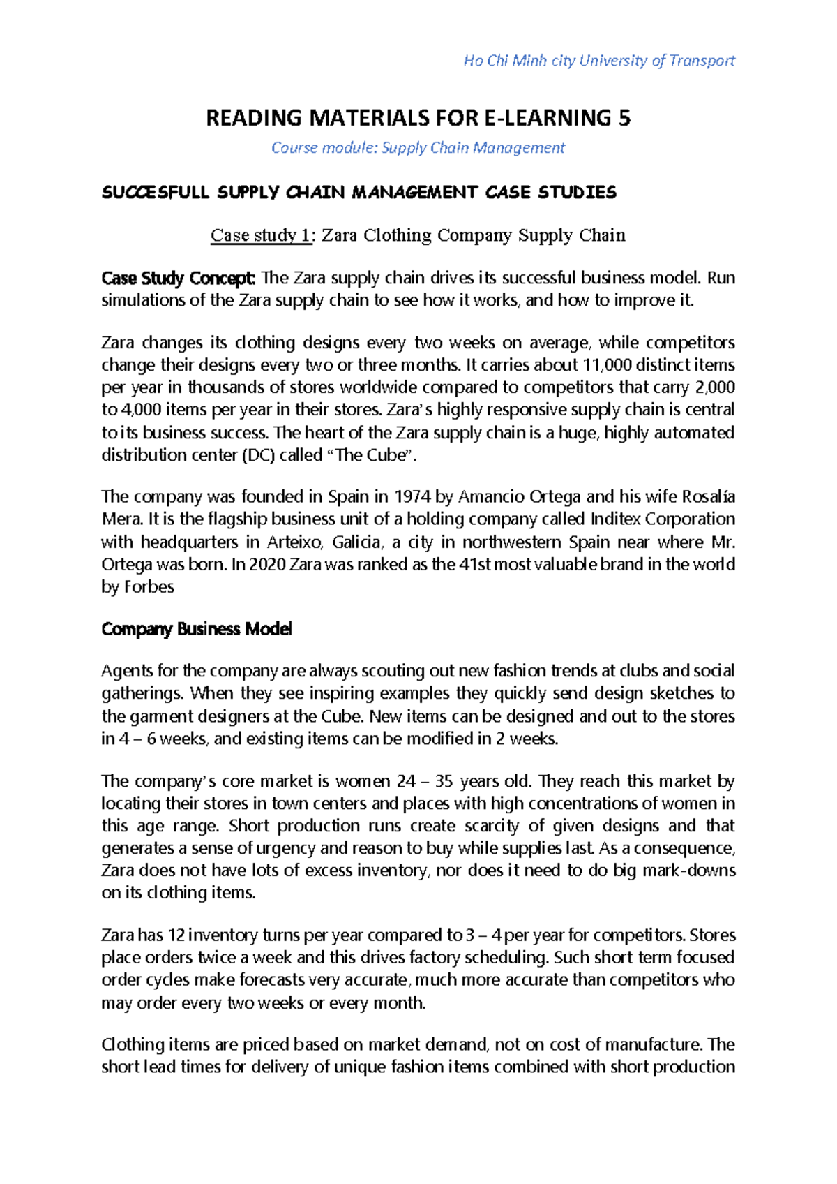 SCM E-Learning 5: Successful Supply Chain Management Case Studies - Studocu