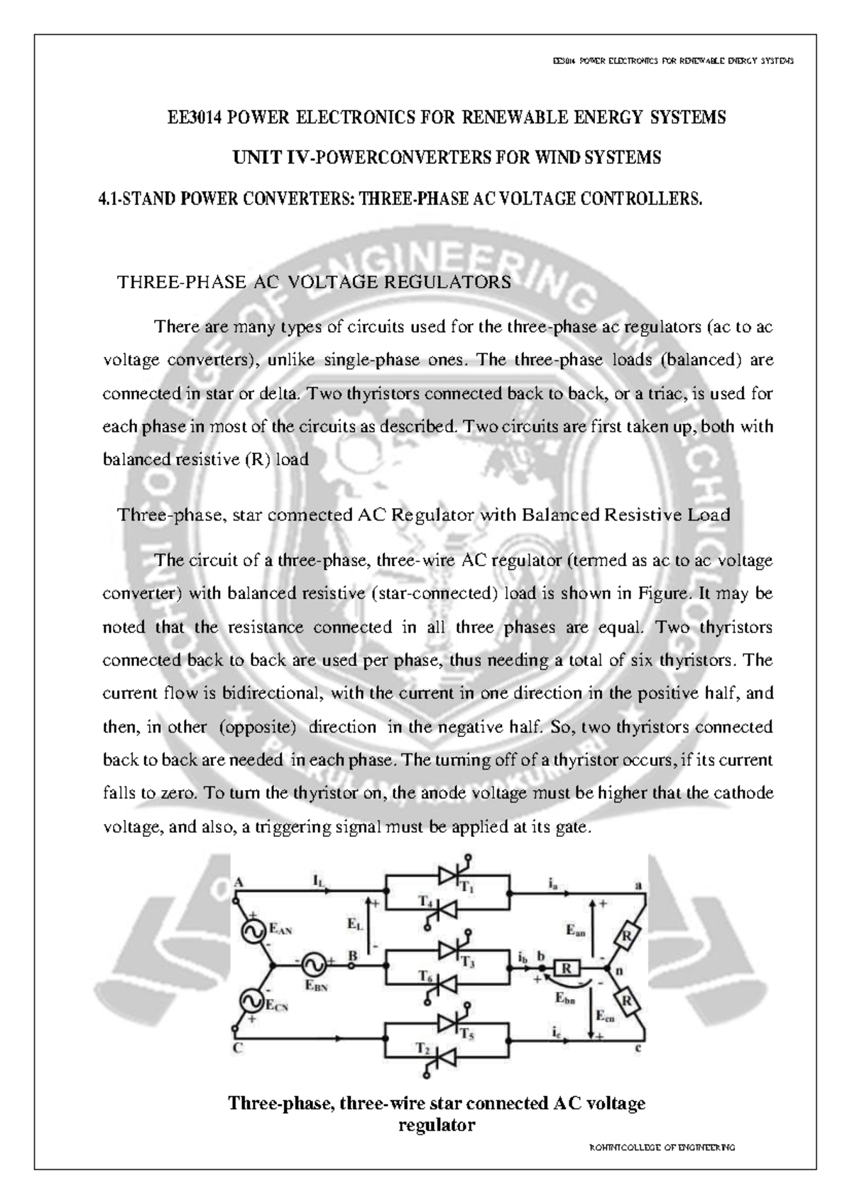 EE3014 Power Electronics: Unit 4 - AC Voltage Controllers for Wind ...