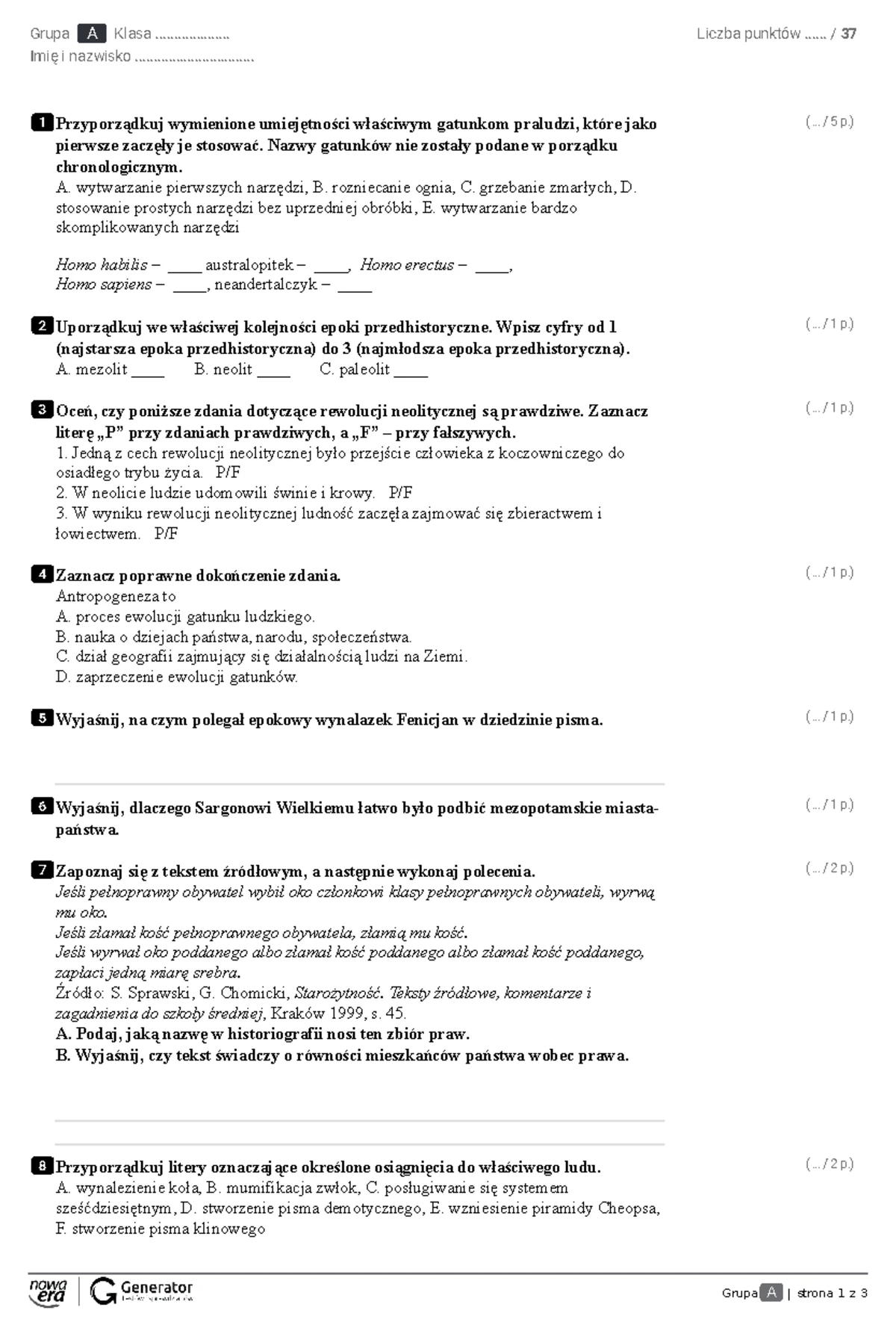 Sprawdzian 5 Wersja B Pdf Sprawdzian 5 Spo ecze stwo redniowiecznej