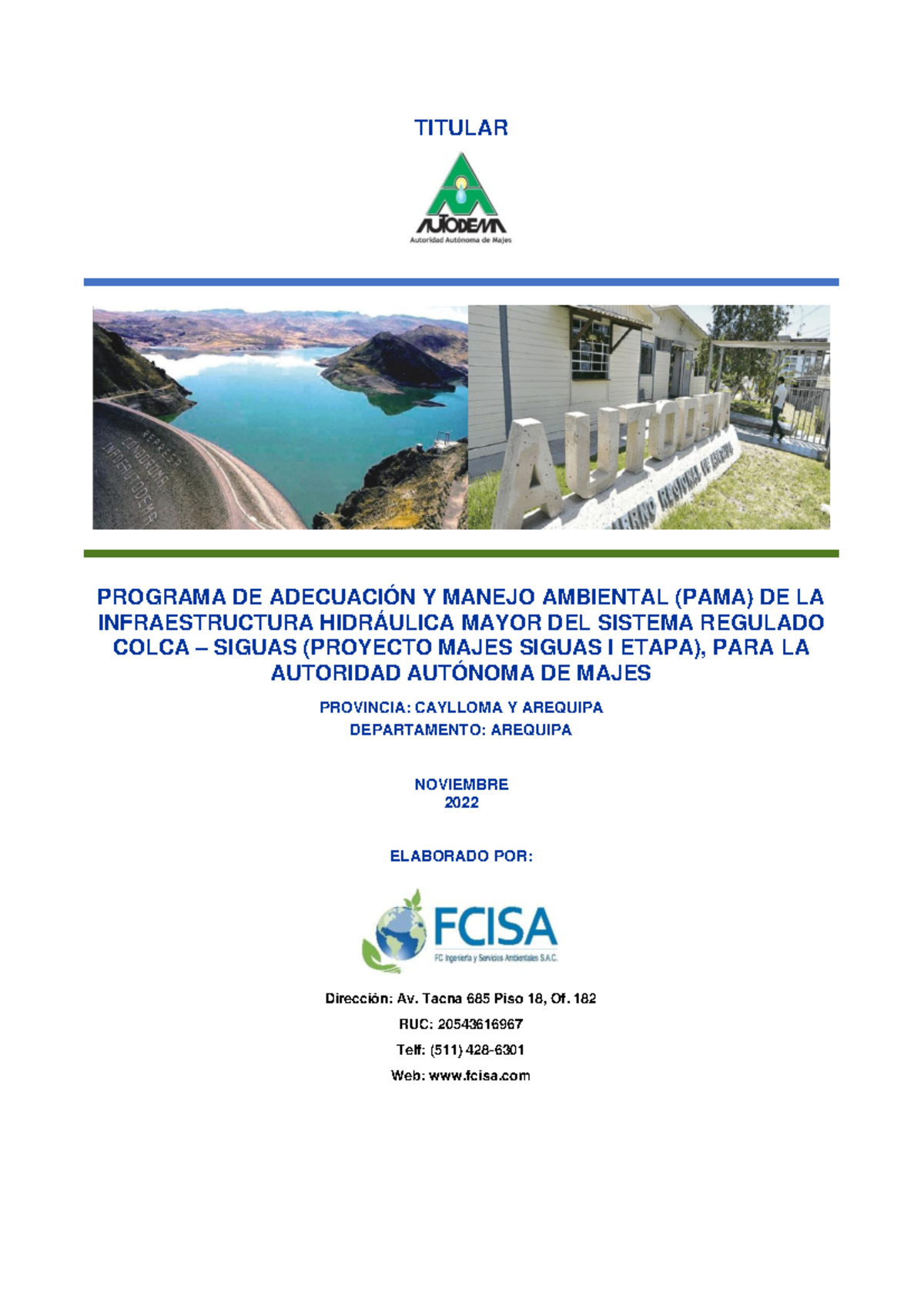 PAMA de Infraestructura Hidráulica Mayor del Sistema Colca Siguas I ...