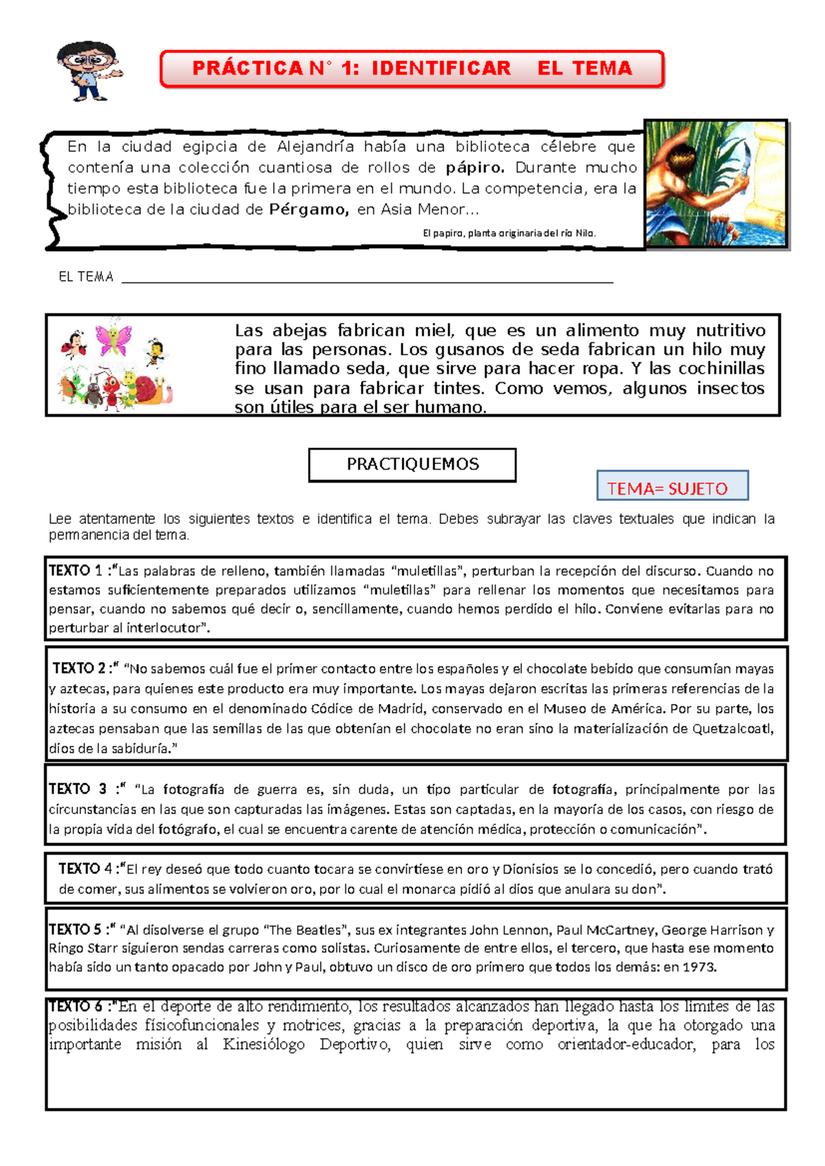 Práctica 1: Identificar el tema y análisis del contenido - Studocu